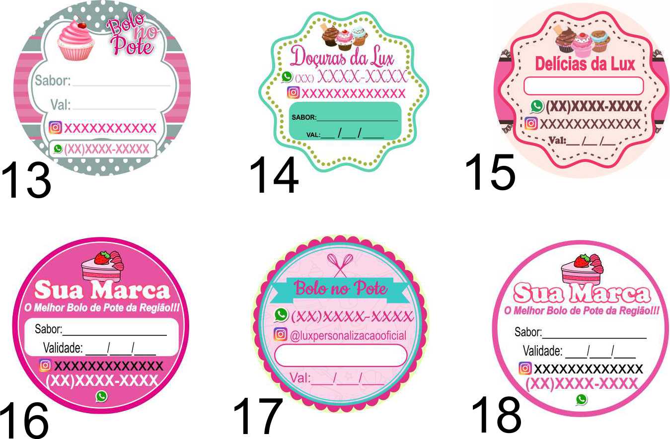 Tags Adesivas para Bolo no Pote etiqueta adesivas tag Tamanho 3x3cm ...