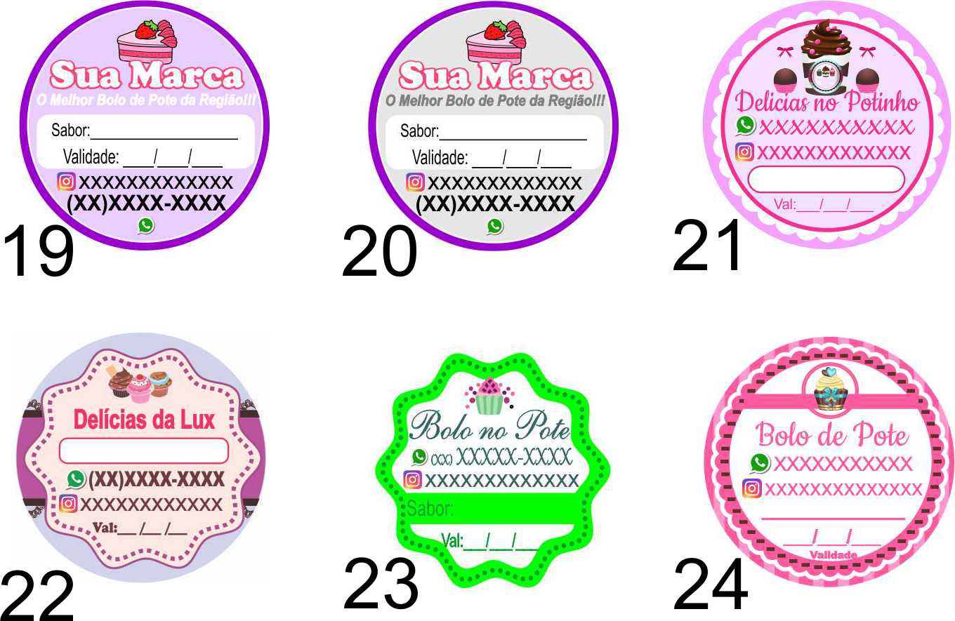 Tags Adesivas para Bolo no Pote etiqueta adesivas tag Tamanho 3x3cm ...