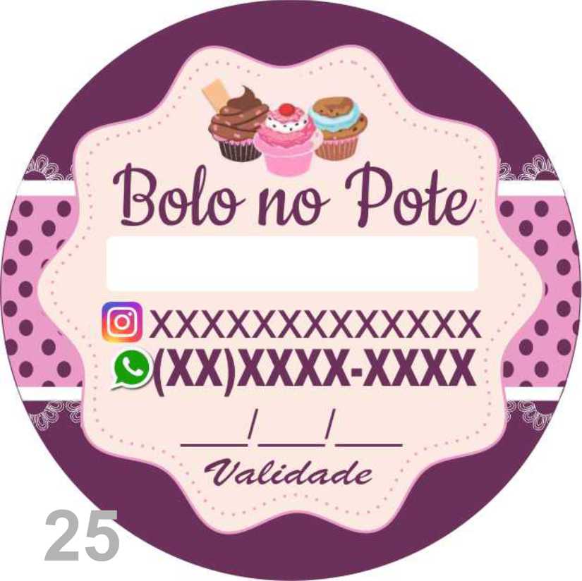 Tags Adesivas para Bolo no Pote etiqueta adesivas tag Tamanho 4x4cm ...